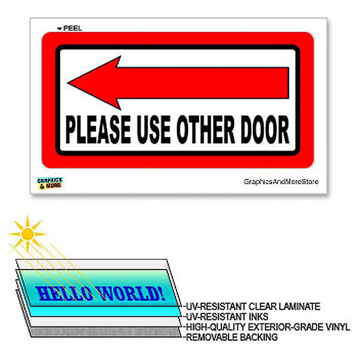 Please Other Door Left Arrow - 12 in x 6 in - Laminated Sign Window ...