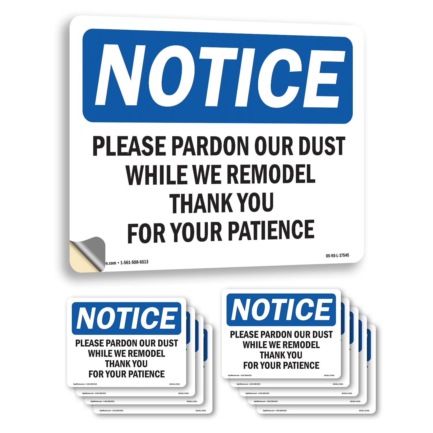 Please Pardon Our Dust While We Remodel OSHA Notice Vinyl Decal Label ...