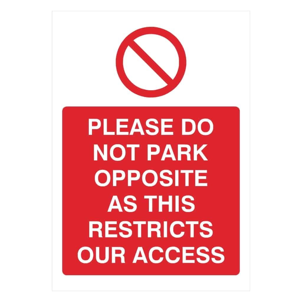 Please Do Not Park Opposite Portrait Sign Parking Signs & Permits Metal ...