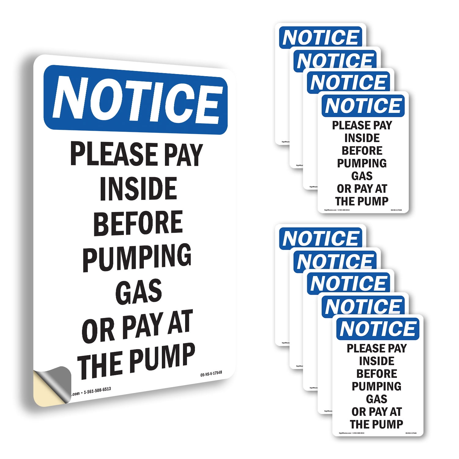 Please Pay Inside Before Pumping OSHA Notice Vinyl Decal Label 5 Inch x ...