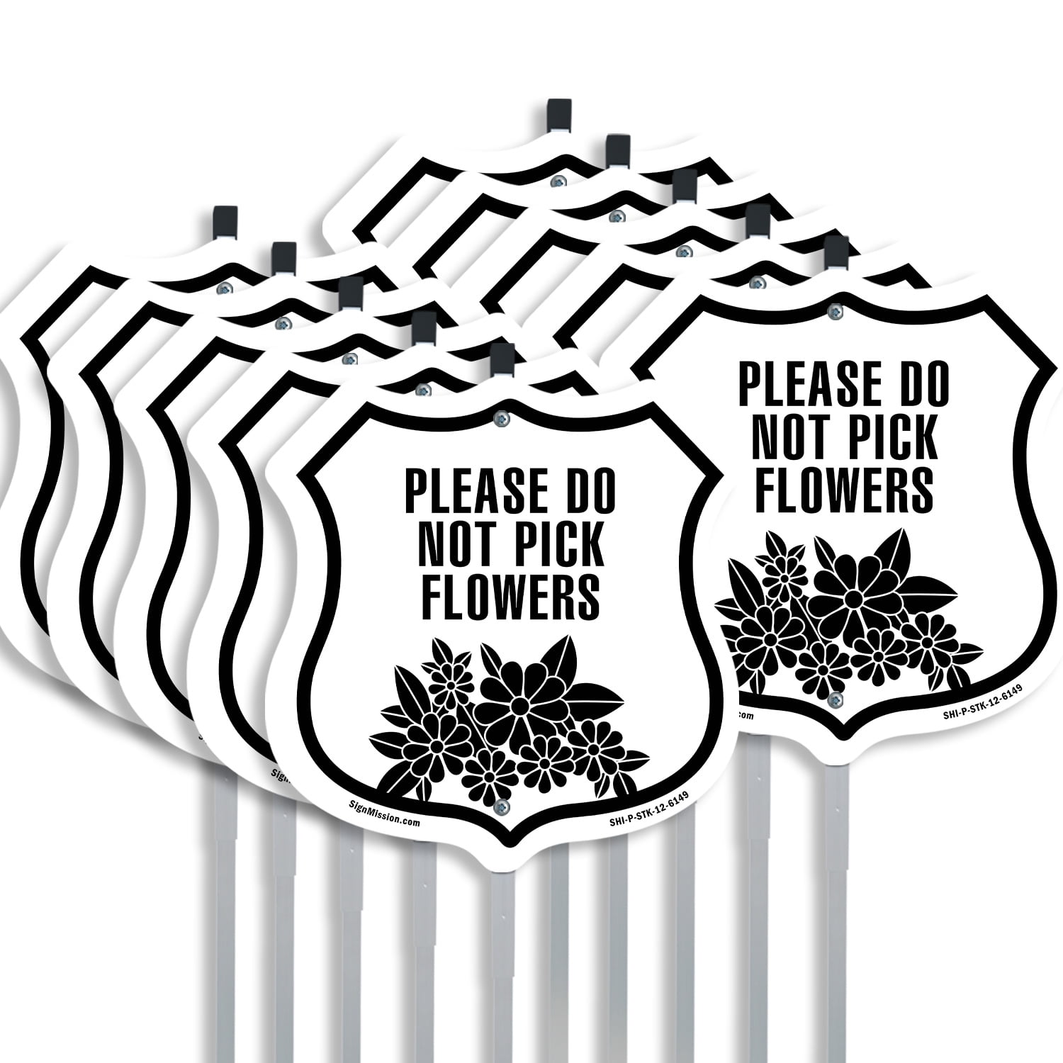 Please Do Not Pick Flowers (10 Pack) 12 inch X 12 inch Shield Shaped ...