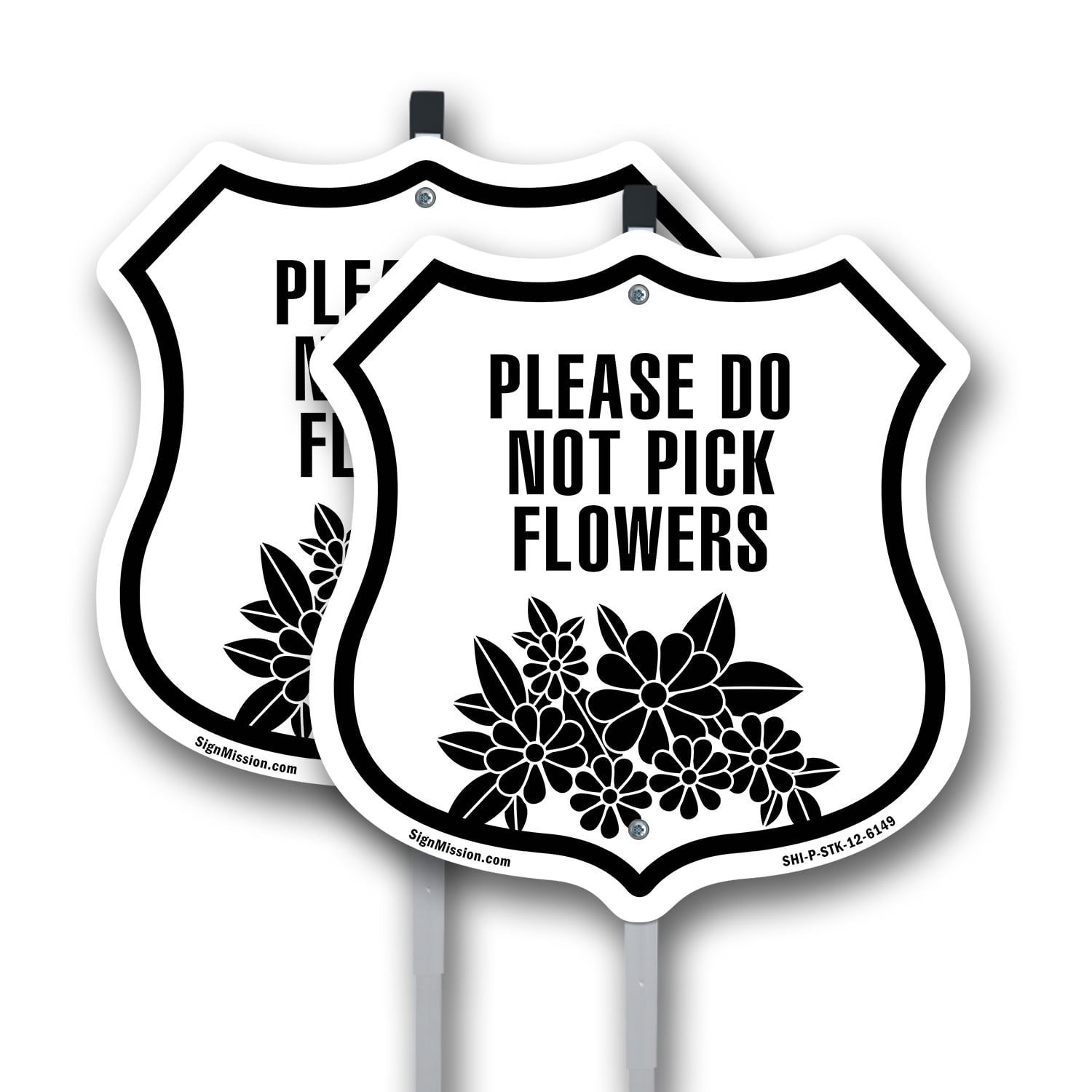 Please Do Not Pick Flowers (2 Pack) 12 inch X 12 inch Shield Shaped ...