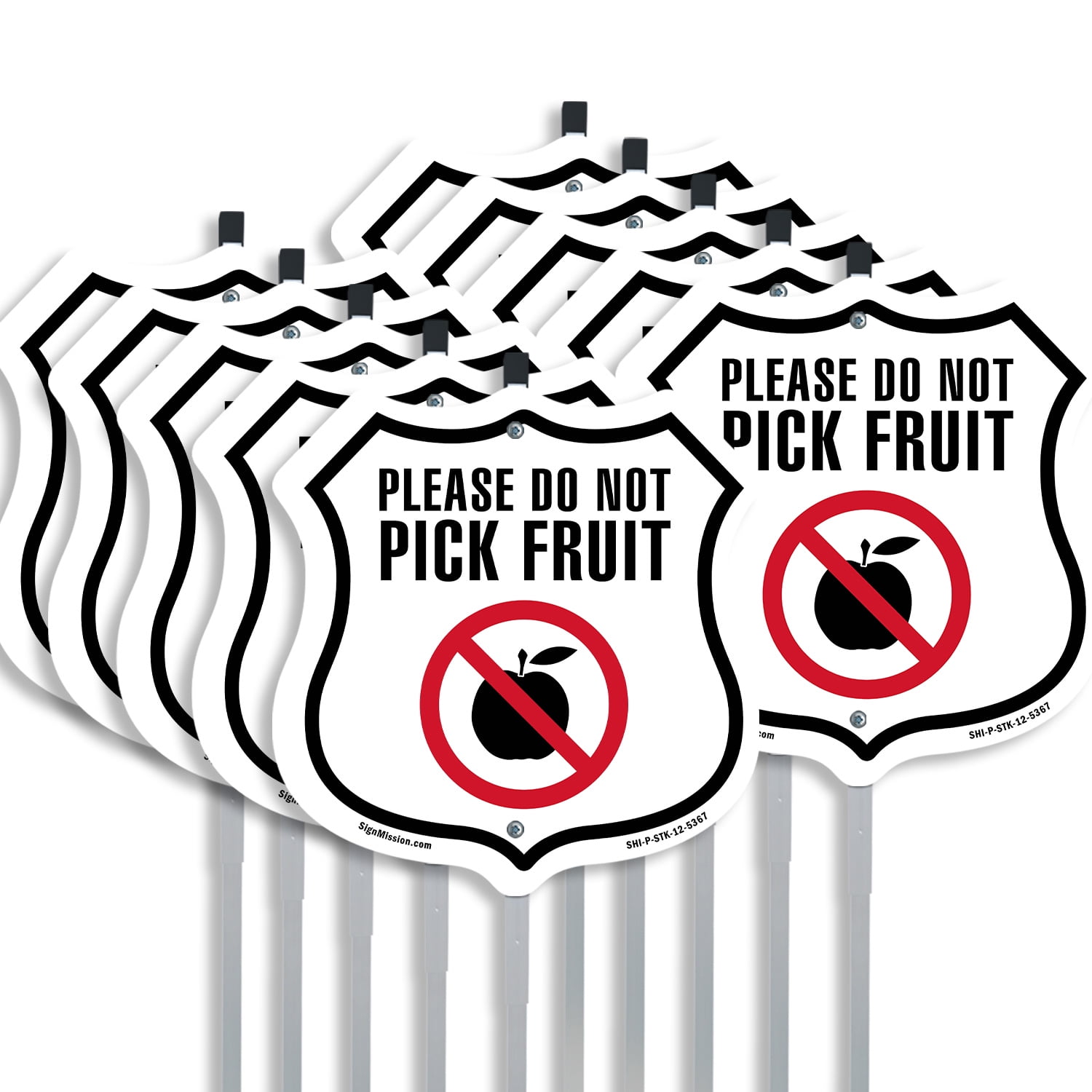 Please Do Not Pick Fruit (10 Pack) 12 inch X 12 inch Shield Shaped Rust ...