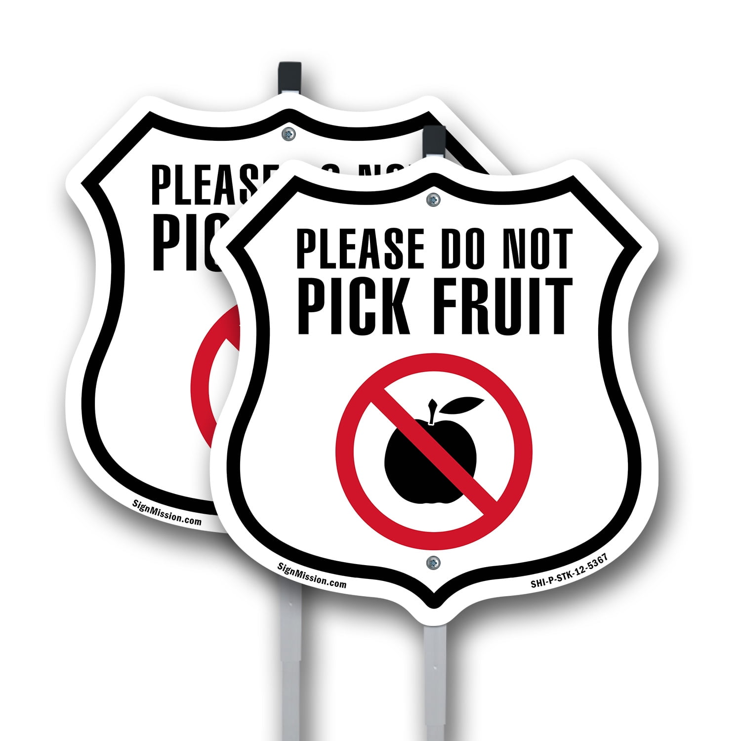 Please Do Not Pick Fruit (2 Pack) 12 inch X 12 inch Shield Shaped Rust ...