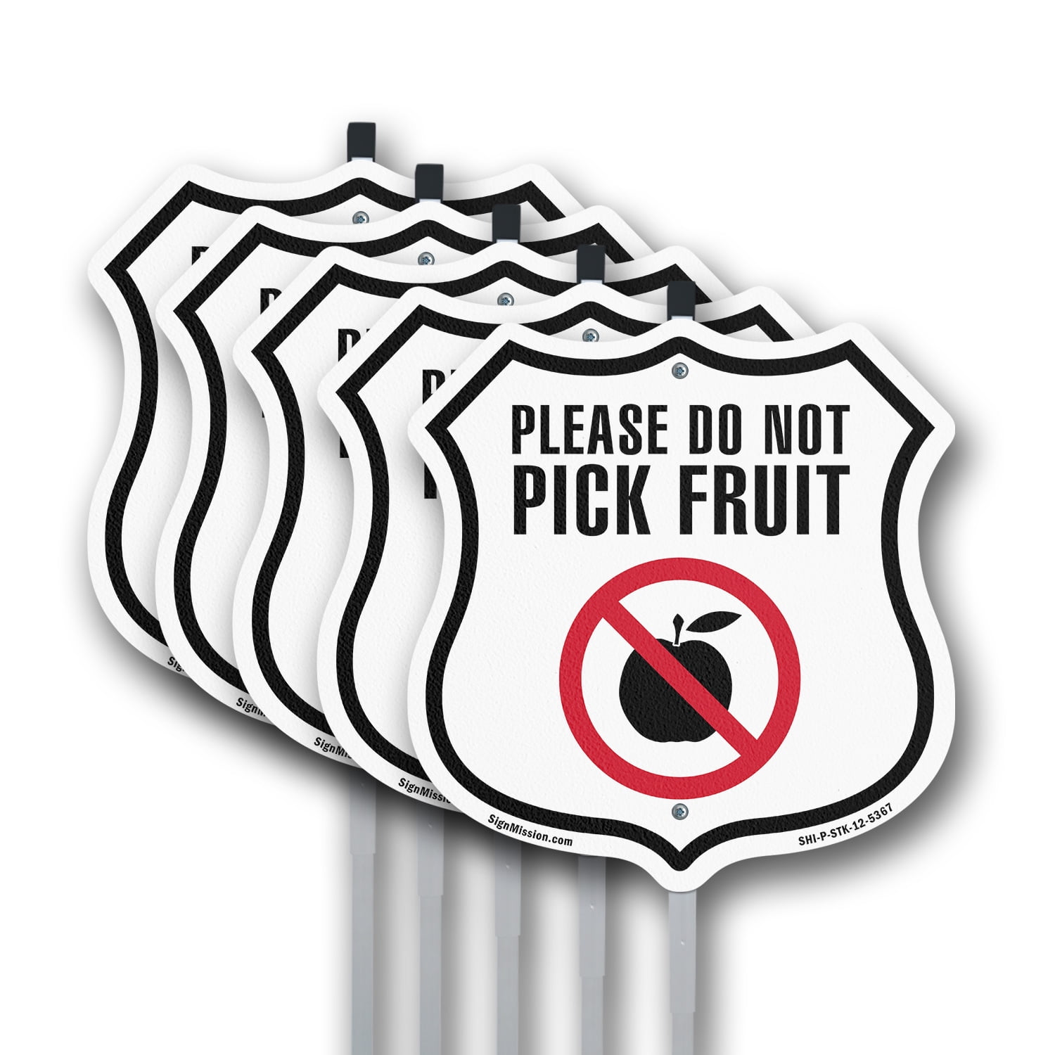 Please Do Not Pick Fruit (5 Pack) 12 inch X 12 inch Shield Shaped ...