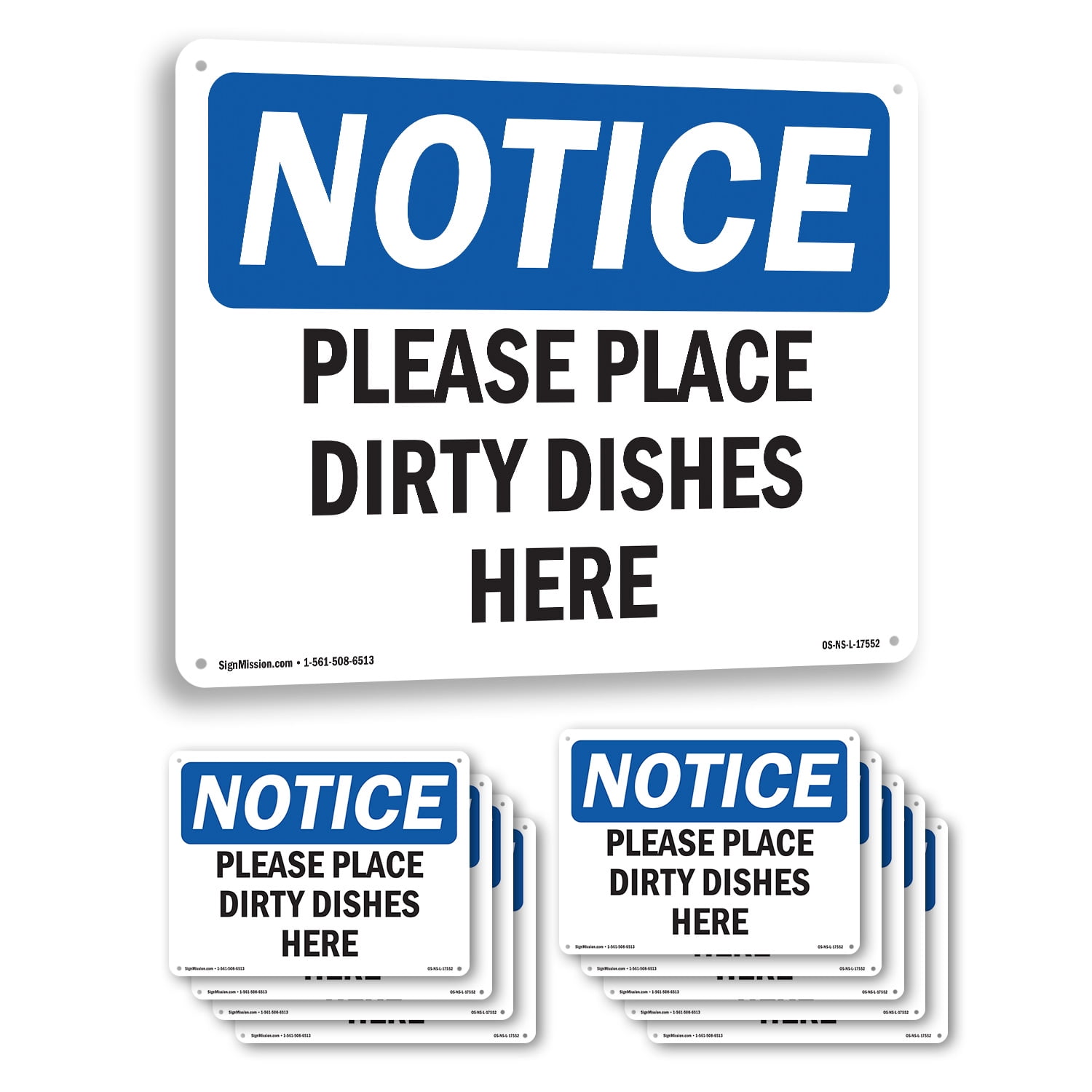 Please Place Dirty Dishes Here OSHA Notice Aluminum Sign 10 Inch x 7 ...