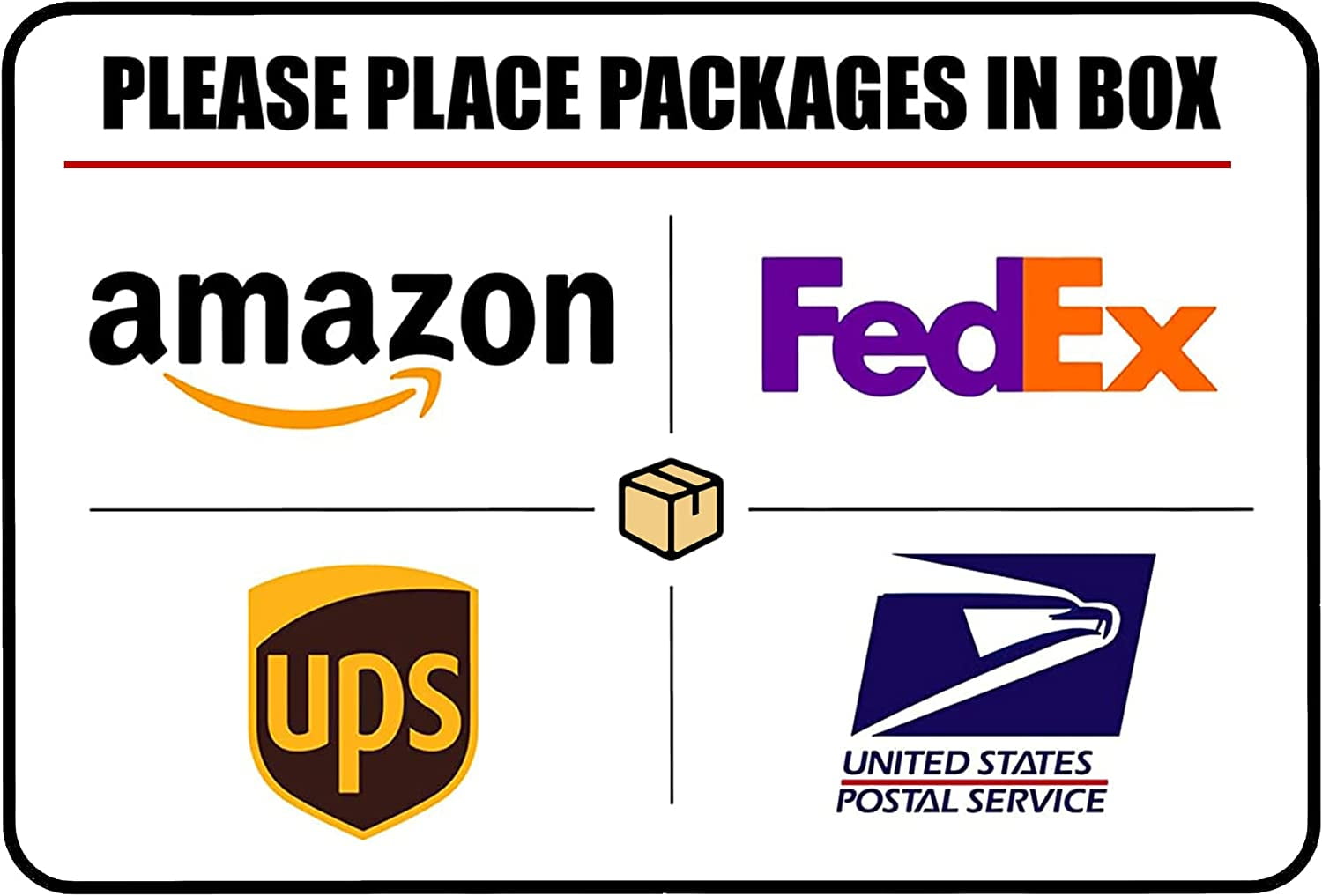 Please Place Packages in Box Delivery Sign Indoor Outdoor Signs for ...