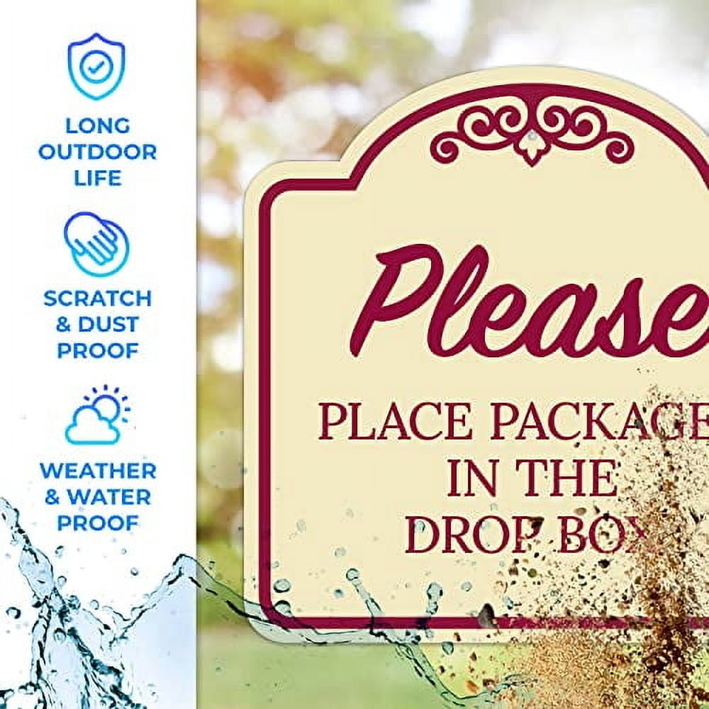 Please Place Packages in The Drop Box Décor Sign, Burgundy Light, 24x24 ...