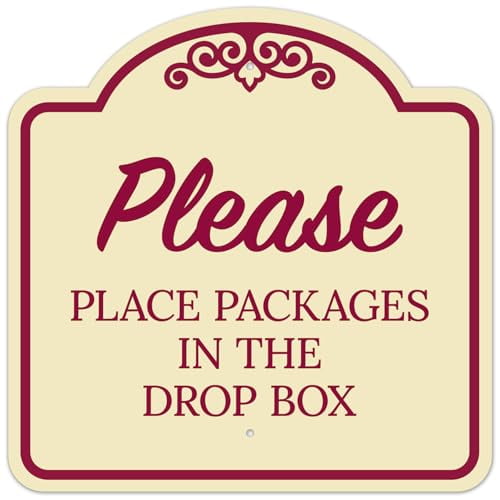 Please Place Packages in The Drop Box Décor Sign, Burgundy Light, 24x24 ...