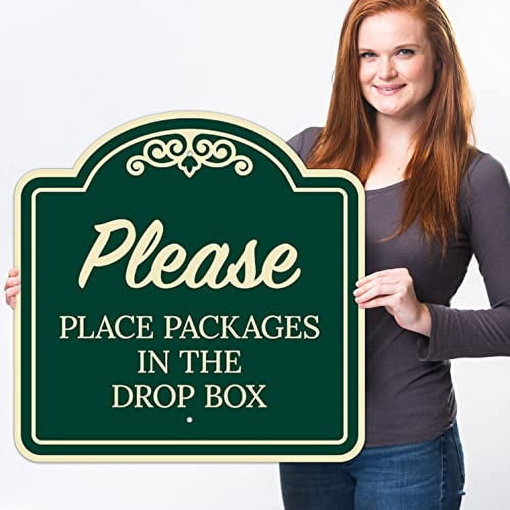 Please Place Packages in The Drop Box Décor Sign, Greeen Dark, 24x24 ...