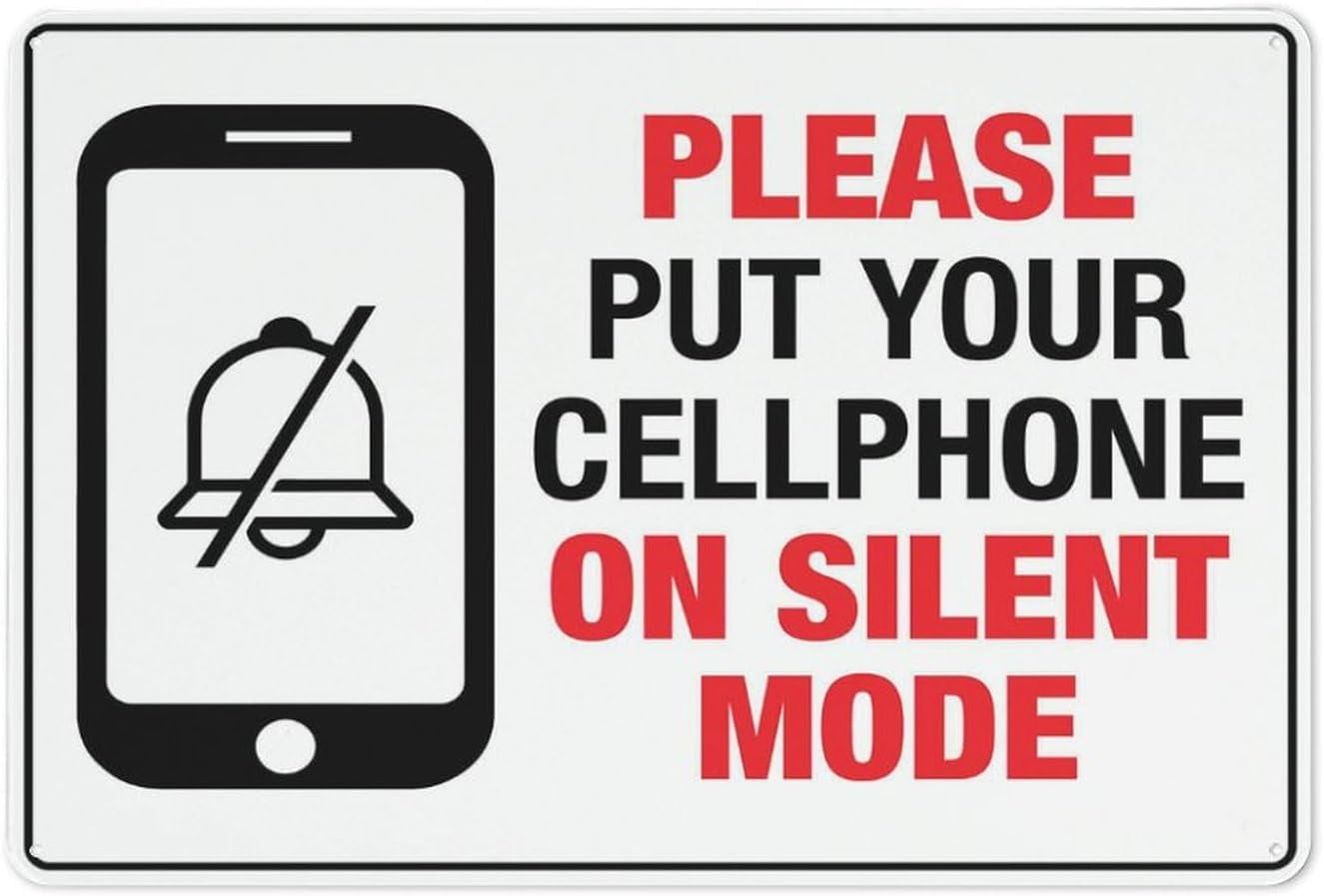 Please Put Your Cellphone On Silent Mode Sign 12 X 8 Inches Aluminum ...