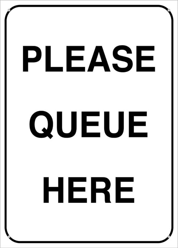 Please Queue Here Sign 12X8 Inches Metal Aluminum Signs, Weather ...