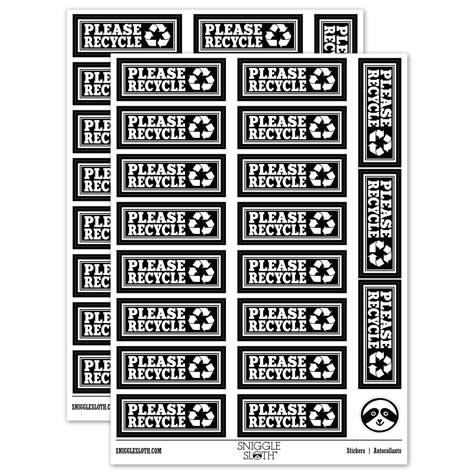 Please Recycle with Symbol Double Border Sticker Set - Black - Gloss ...