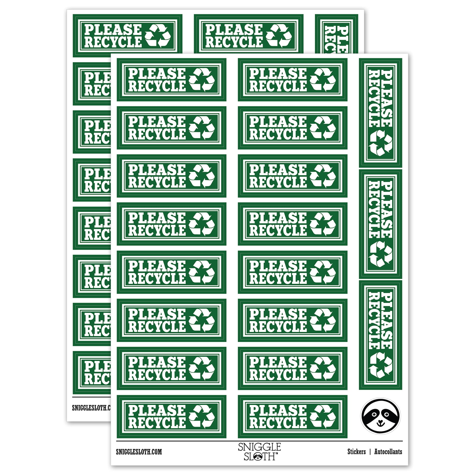 Please Recycle with Symbol Double Border Sticker Set - Dark Green ...