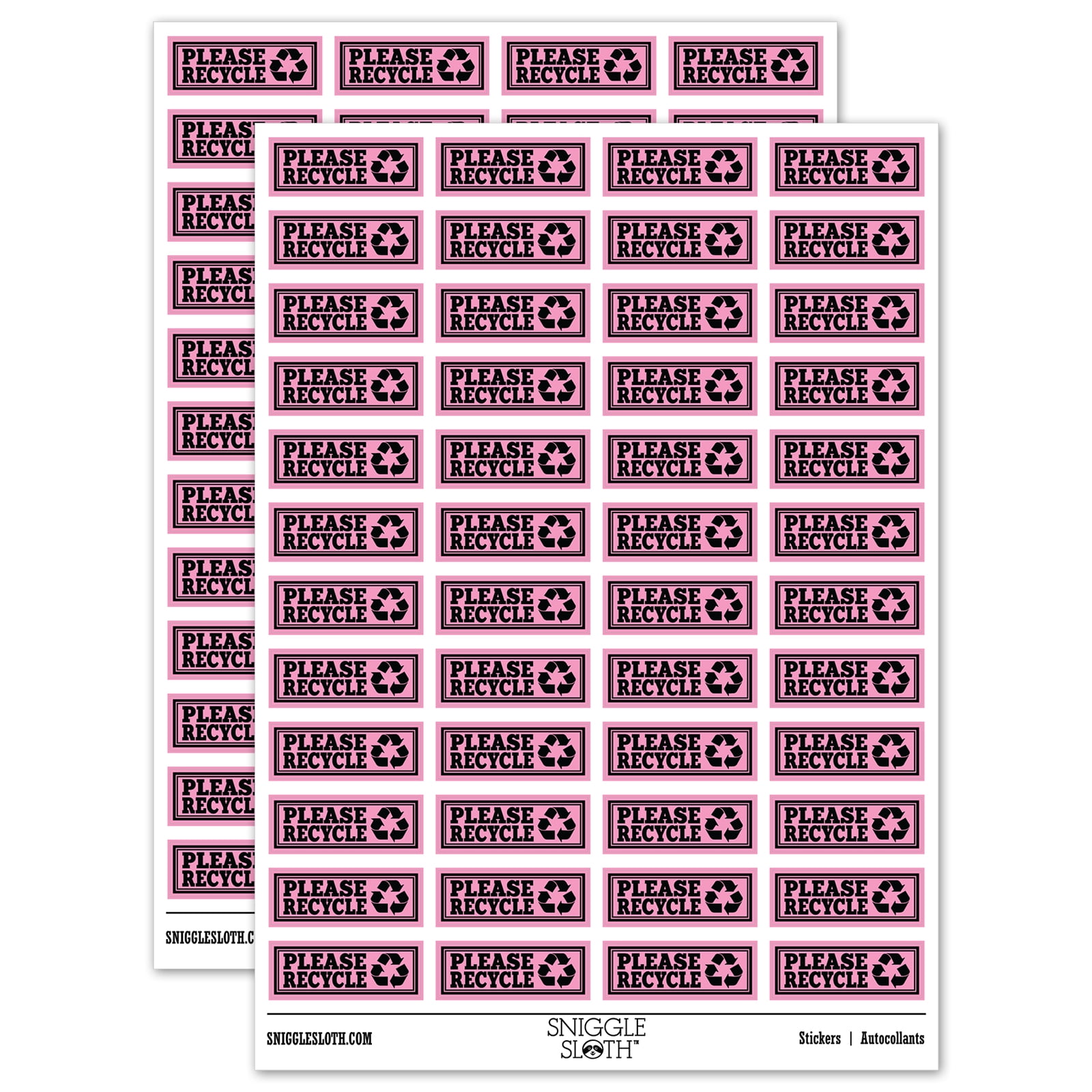 Please Recycle with Symbol Double Border Sticker Set - Light Pink ...