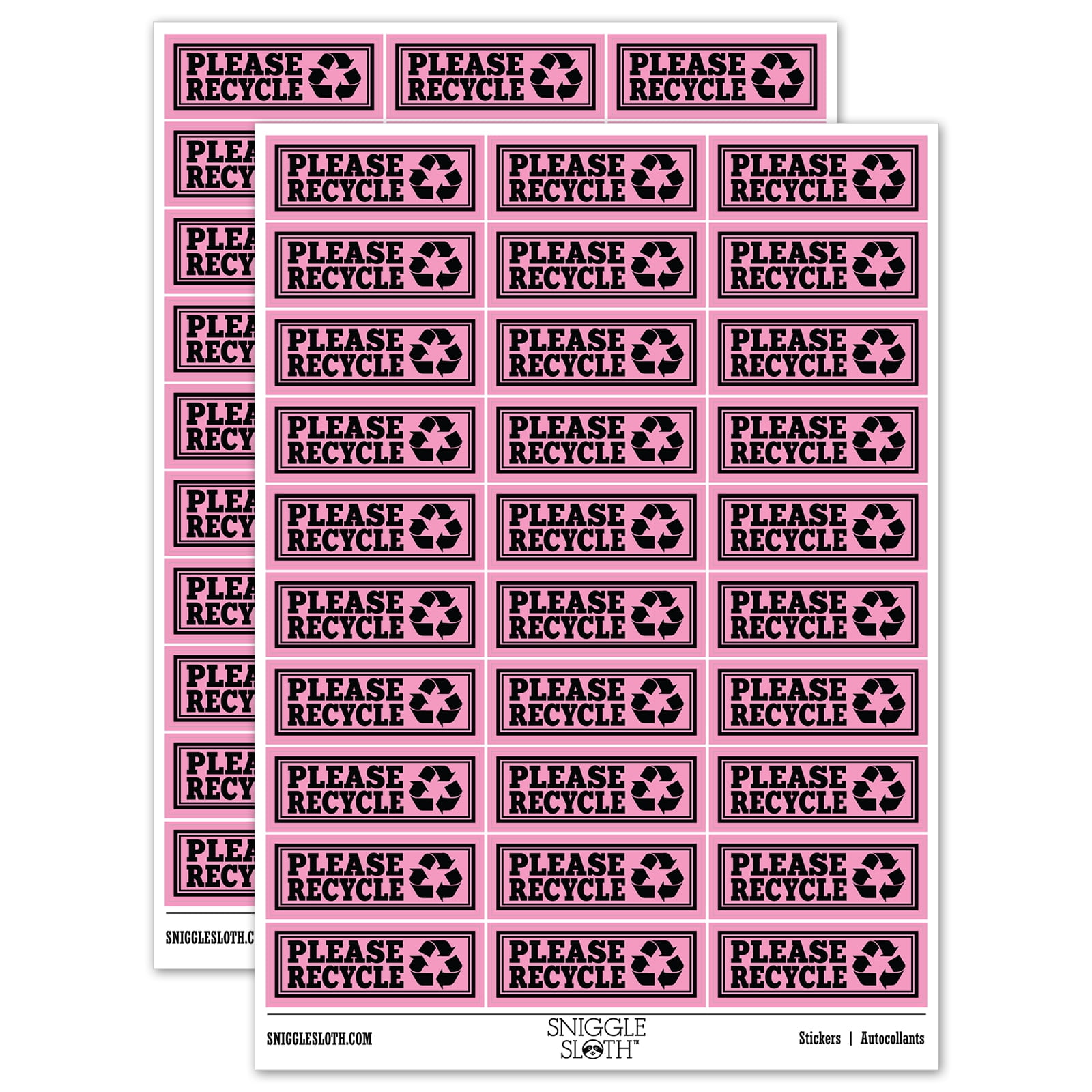 Please Recycle with Symbol Double Border Sticker Set - Light Pink ...