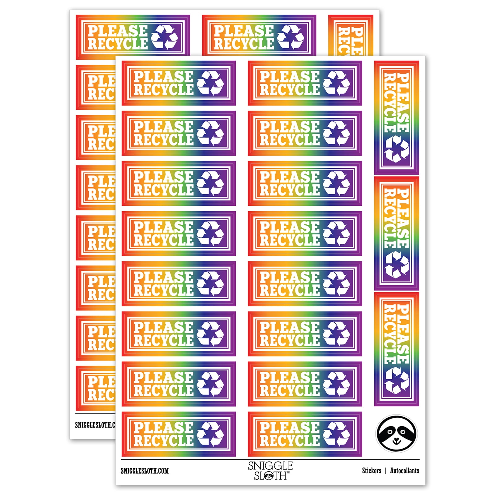 Please Recycle with Symbol Double Border Sticker Set - Rainbow - Matte ...