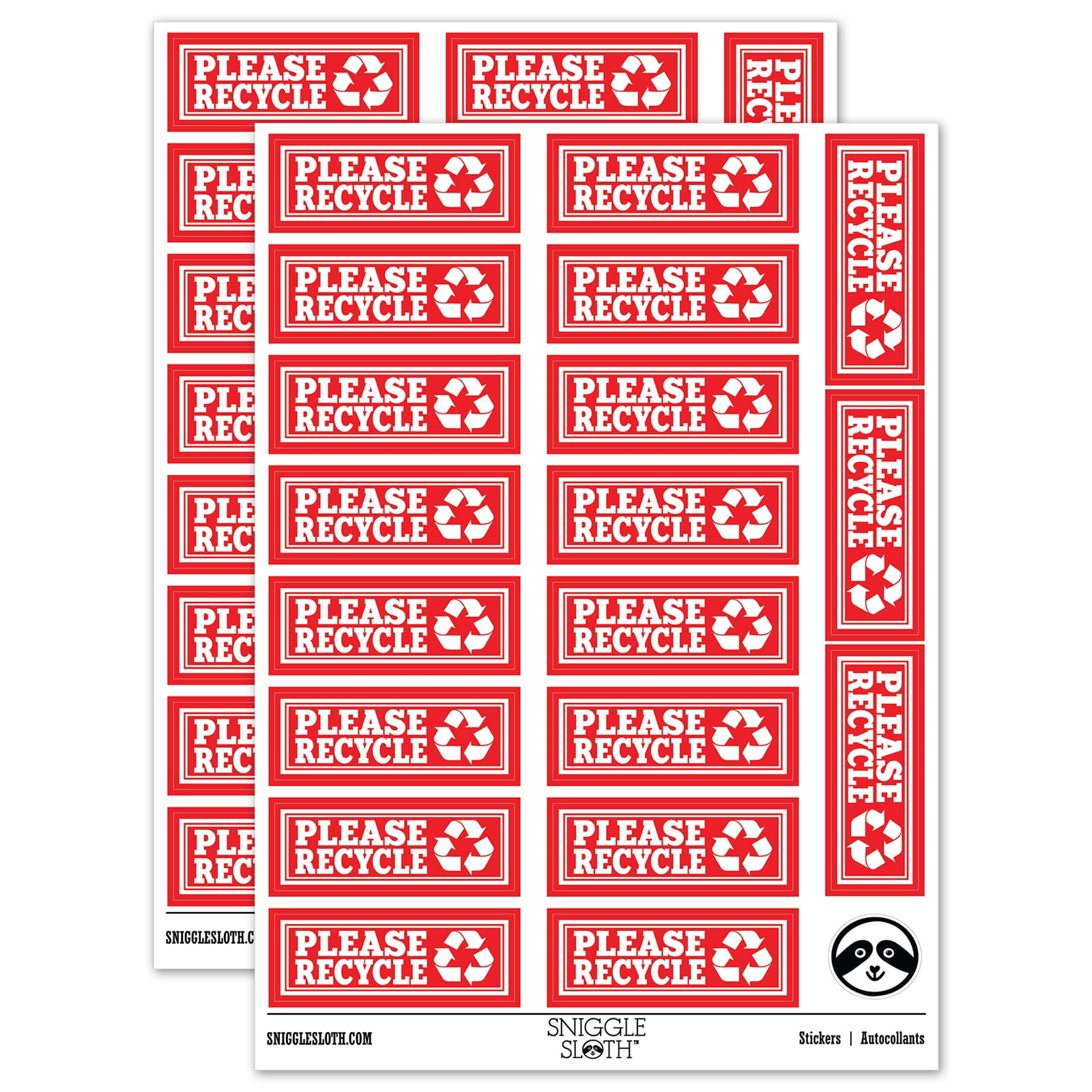 Please Recycle with Symbol Double Border Sticker Set - Red - Matte ...