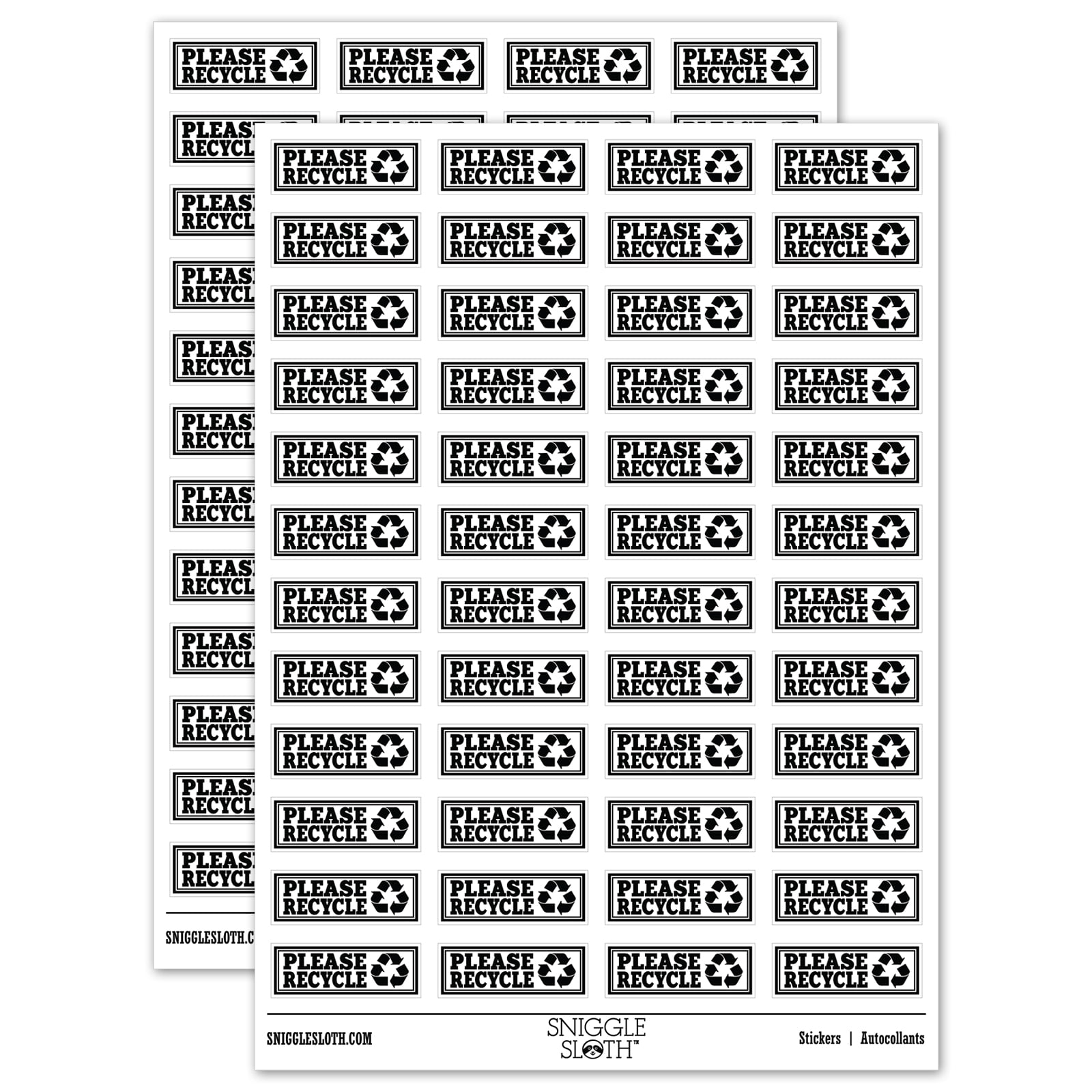 Please Recycle with Symbol Double Border Sticker Set - White - Matte ...