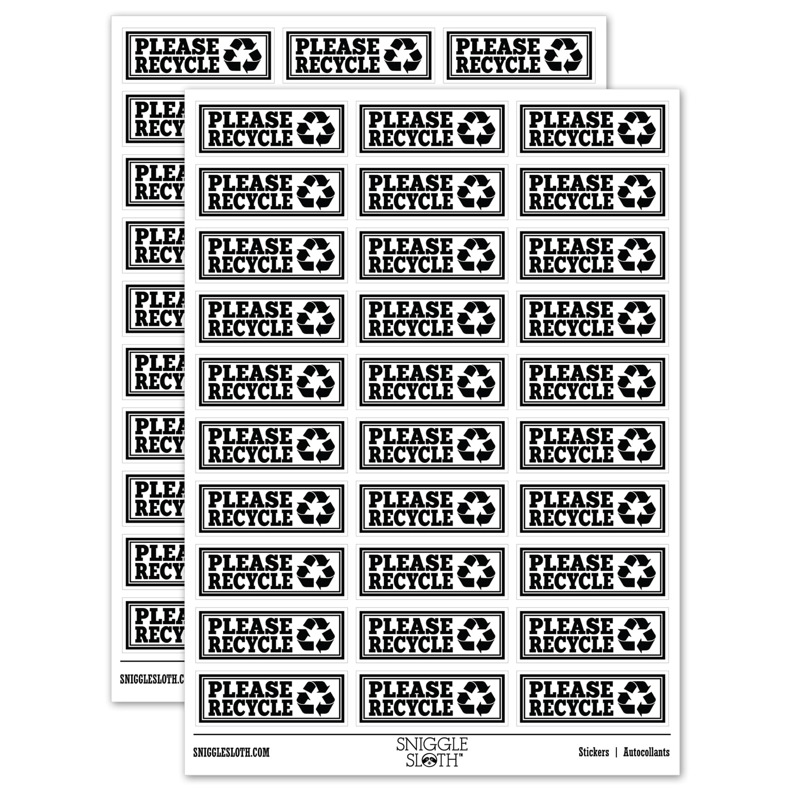 Please Recycle with Symbol Double Border Sticker Set - White - Matte ...