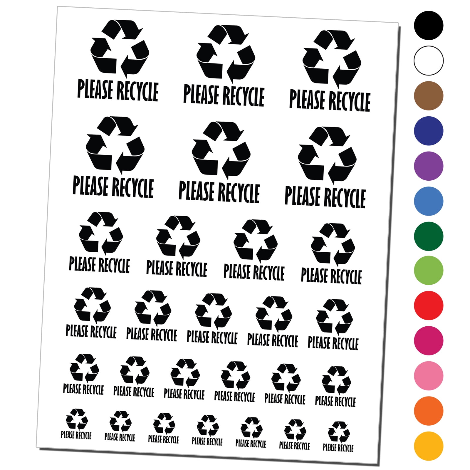 Please Recycle with Symbol Water Resistant Temporary Tattoo Set Fake ...