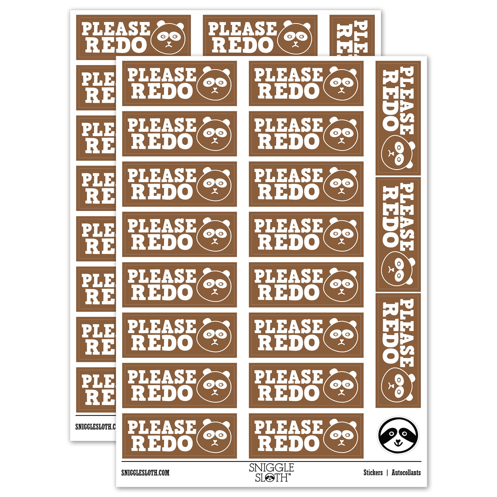 Please Redo Teacher Student School Sticker Set - Brown - Matte Finish ...