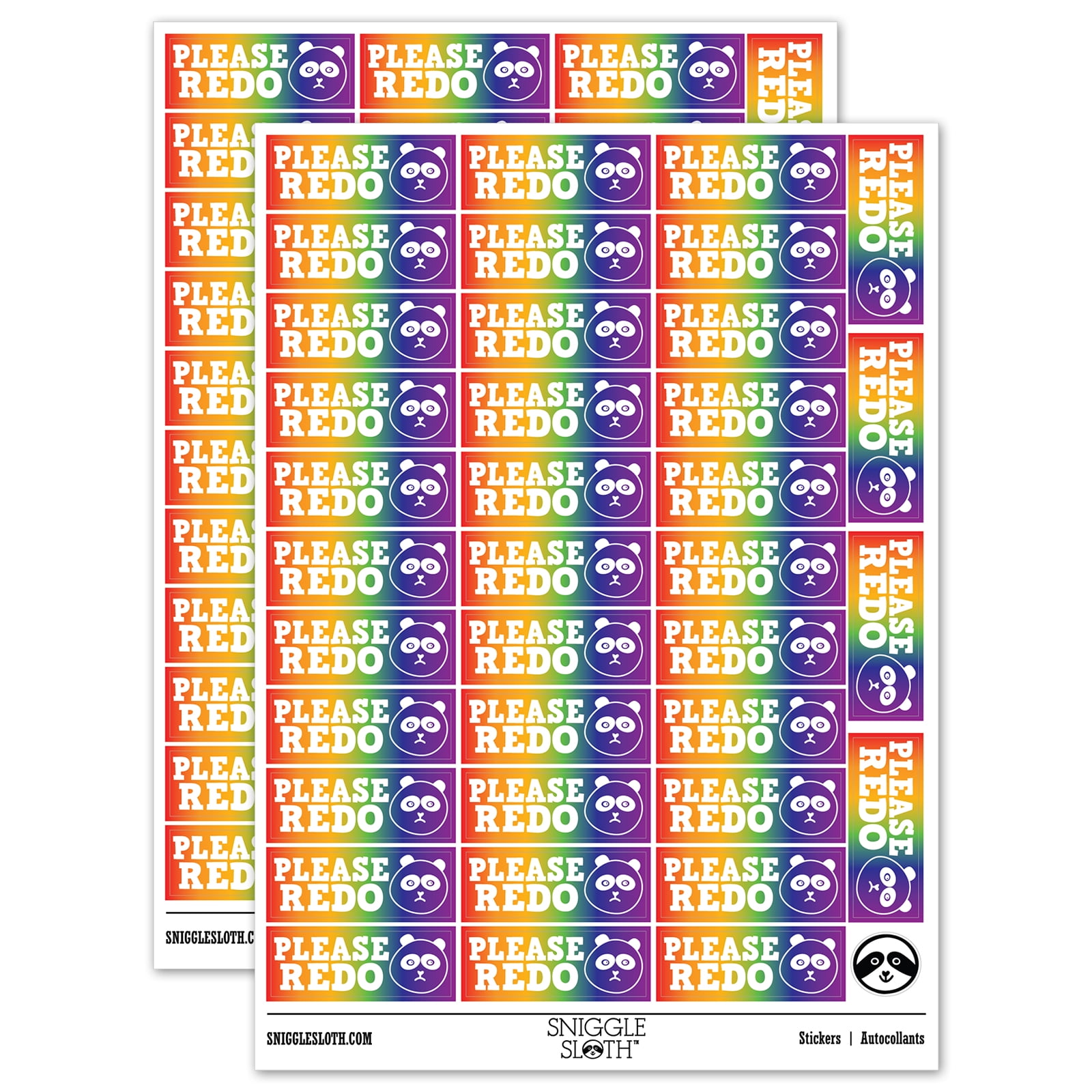 Please Redo Teacher Student School Sticker Set - Rainbow - Gloss Finish ...