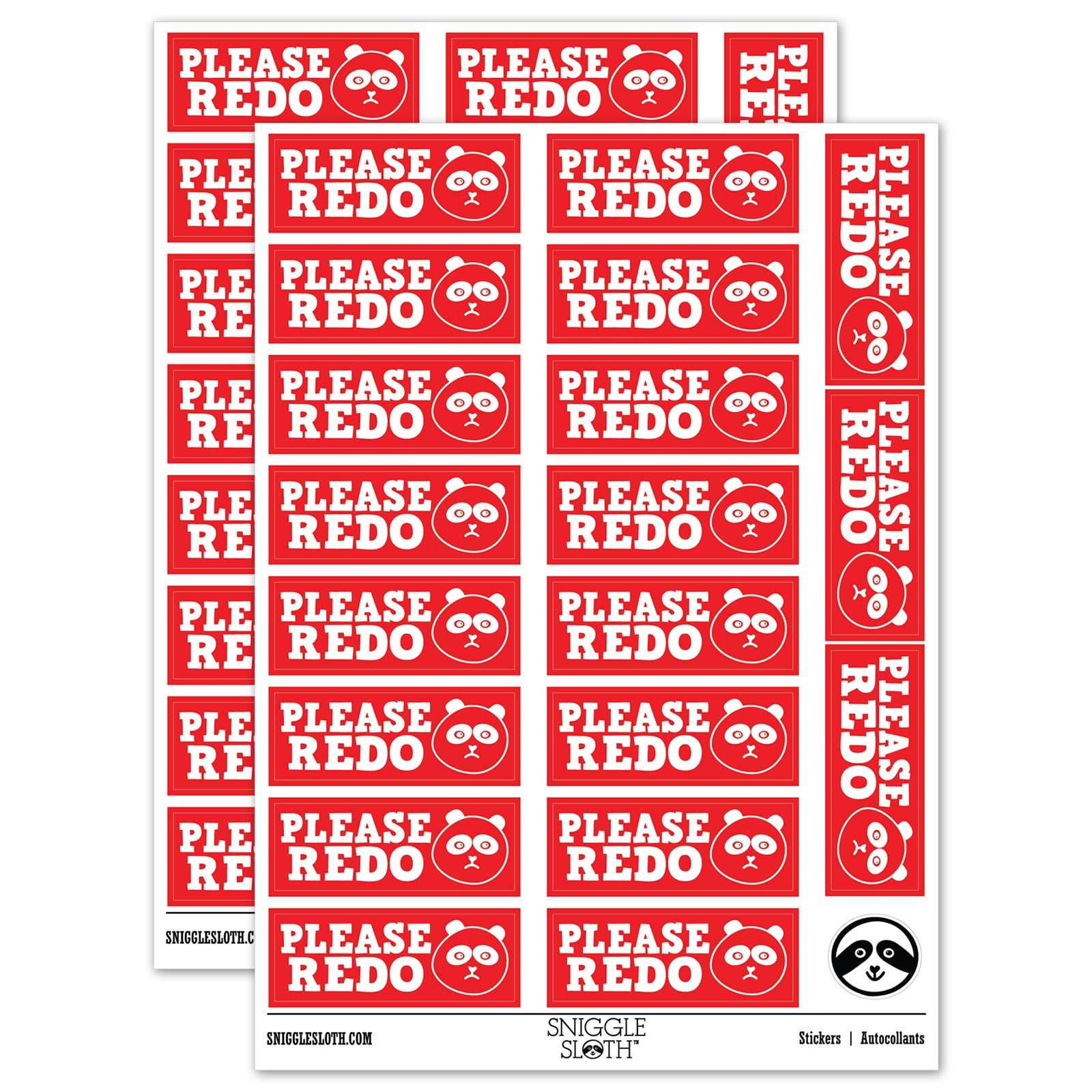 Please Redo Teacher Student School Sticker Set - Red - Matte Finish - 2 ...