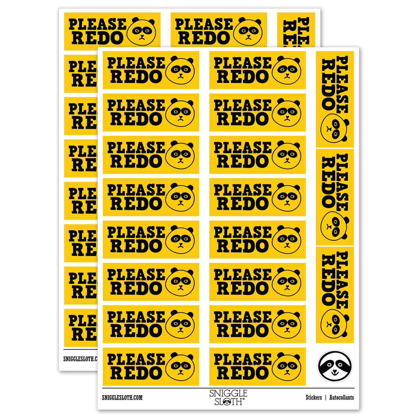 Please Redo Teacher Student School Sticker Set - Yellow - Matte Finish ...