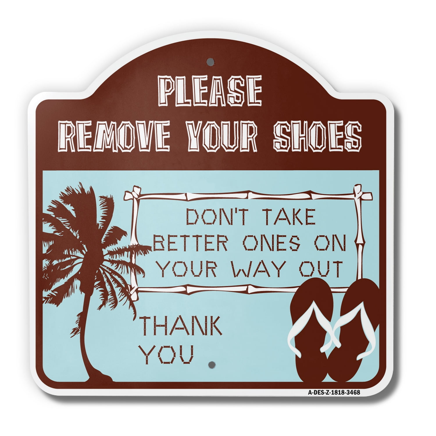 Please Remove Your Shoes 18" X 18" Heavy-Gauge Aluminum Architectural ...