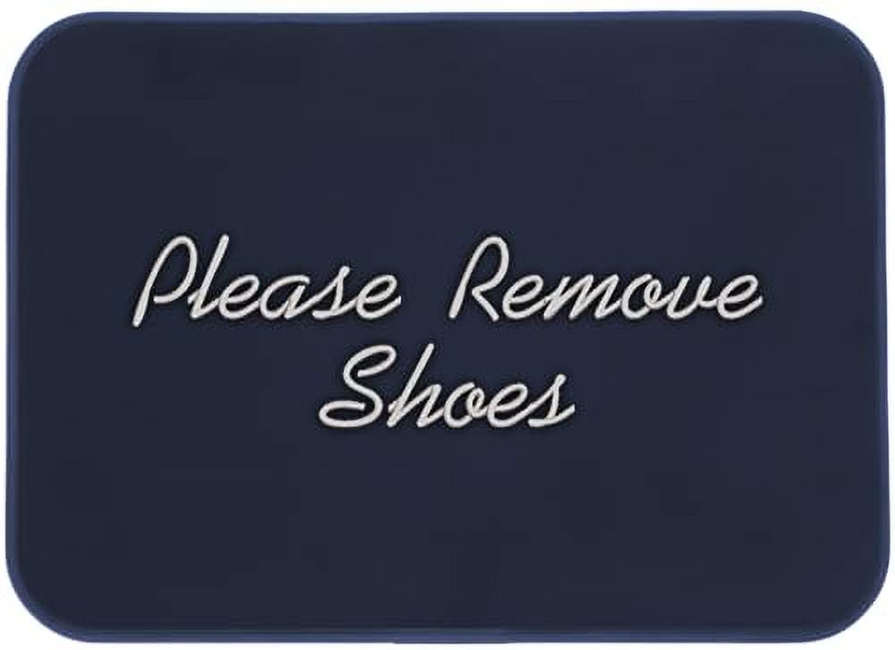 Please Remove Shoes Navy with Gray Script Mat - Walmart.com