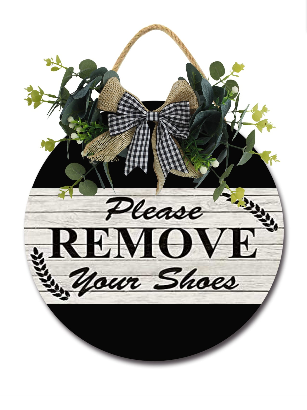 Please Remove Your Shoes Sign Front Door Porch Decorations, Round ...