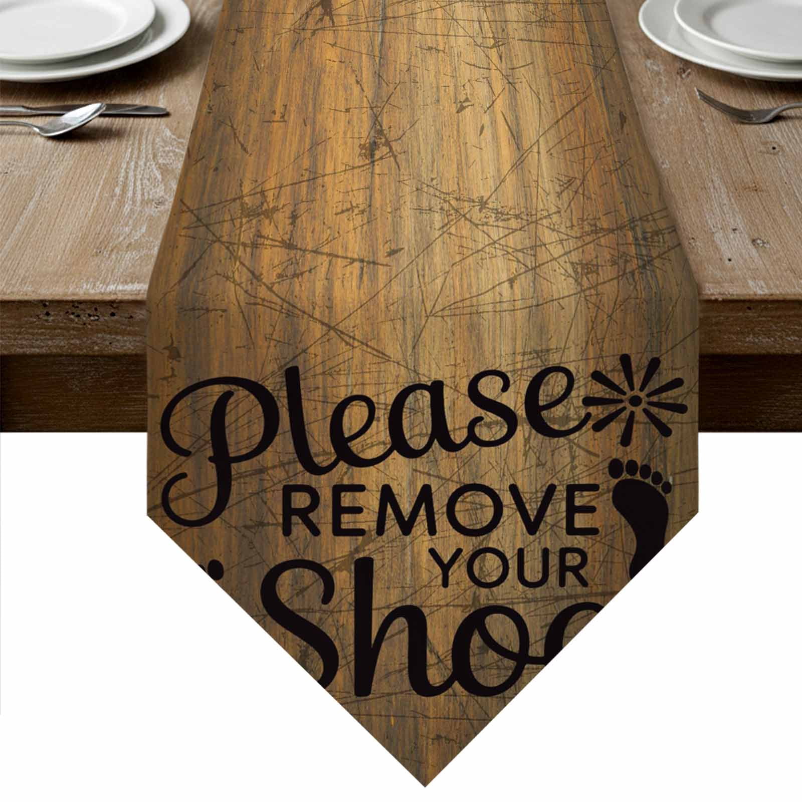 Please Remove Your Shoes Table Runner Linen Burlap Table Runner 72 ...