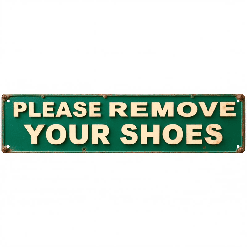"Please Remove Your Shoes" Tin Sign - 16x4 Inches Polite Decor for Wall ...