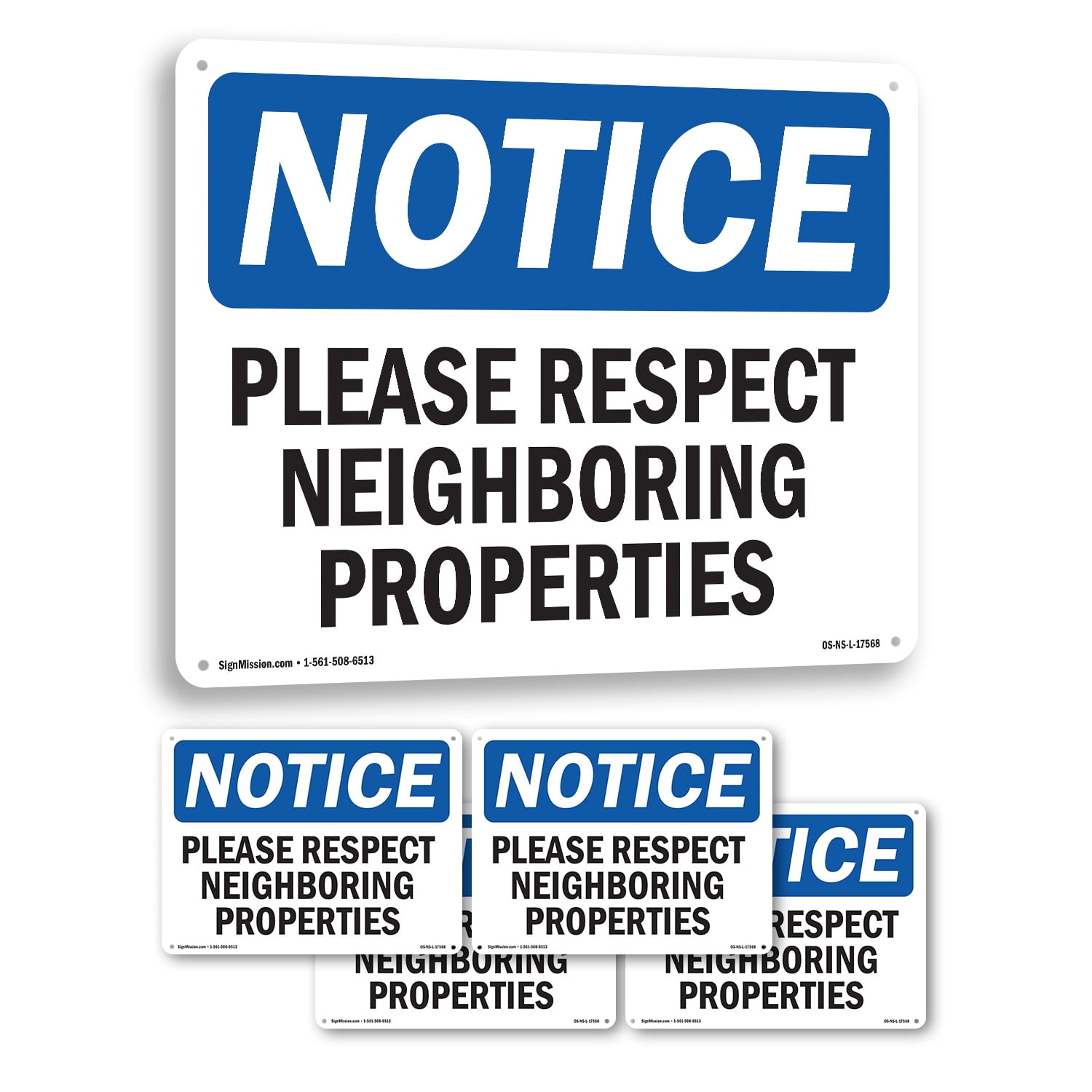Please Respect Neighboring Properties OSHA Notice Rigid Plastic Sign 10 Inch x 7 Inch - 5 Pack ...