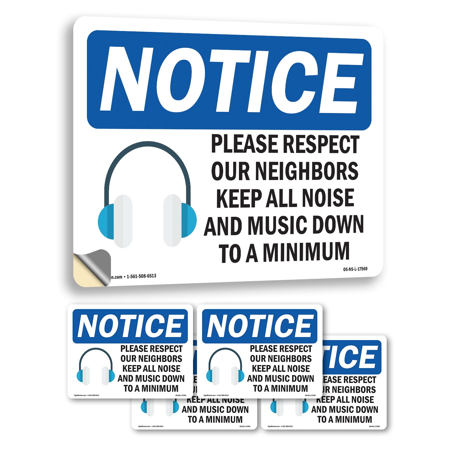 Please Respect Our Neighbors With Symbol OSHA Notice Vinyl Decal Label ...