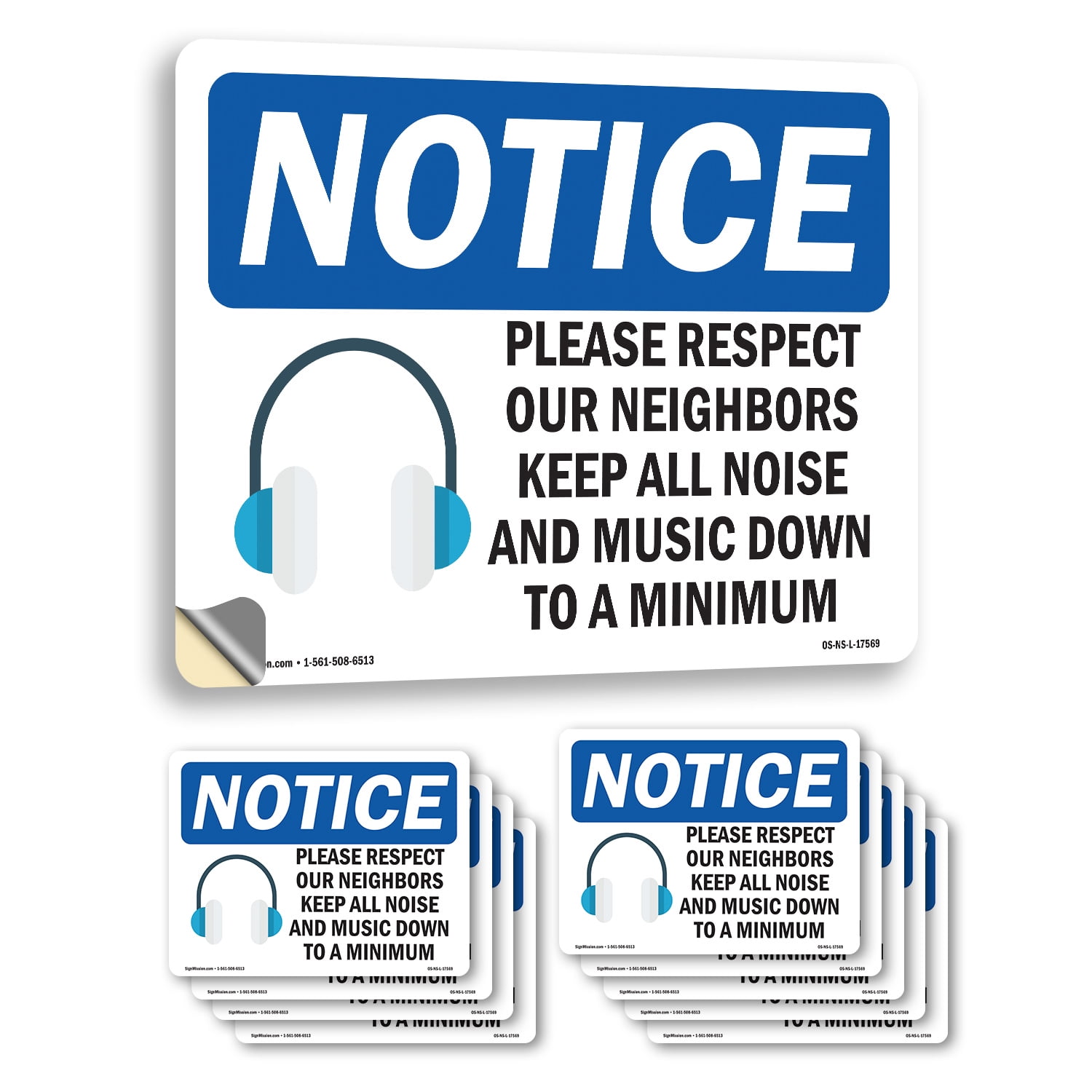 Please Respect Our Neighbors With Symbol OSHA Notice Vinyl Decal Label ...