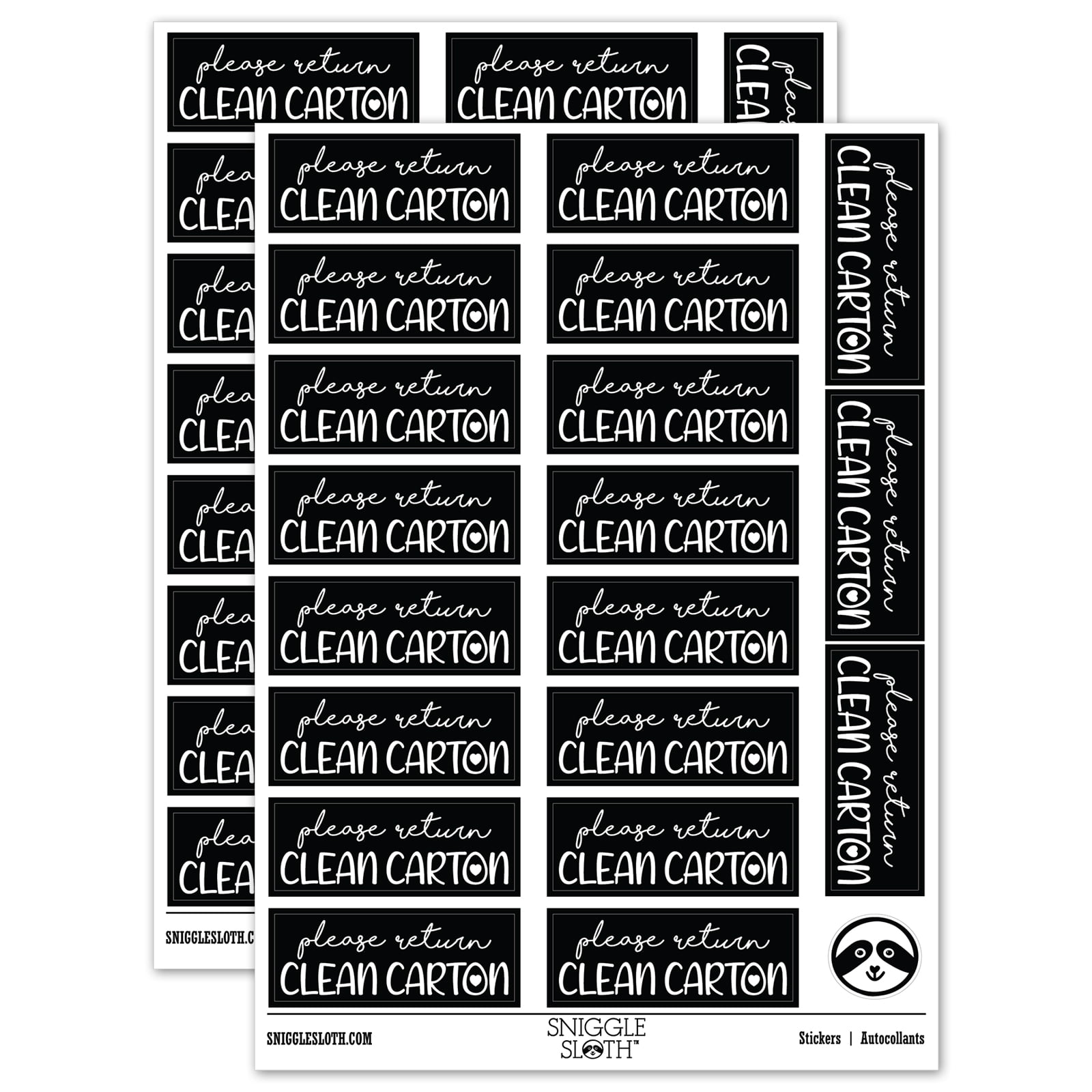 Please Return Clean Carton Egg Heart Detail Sticker Set - Black - Gloss ...