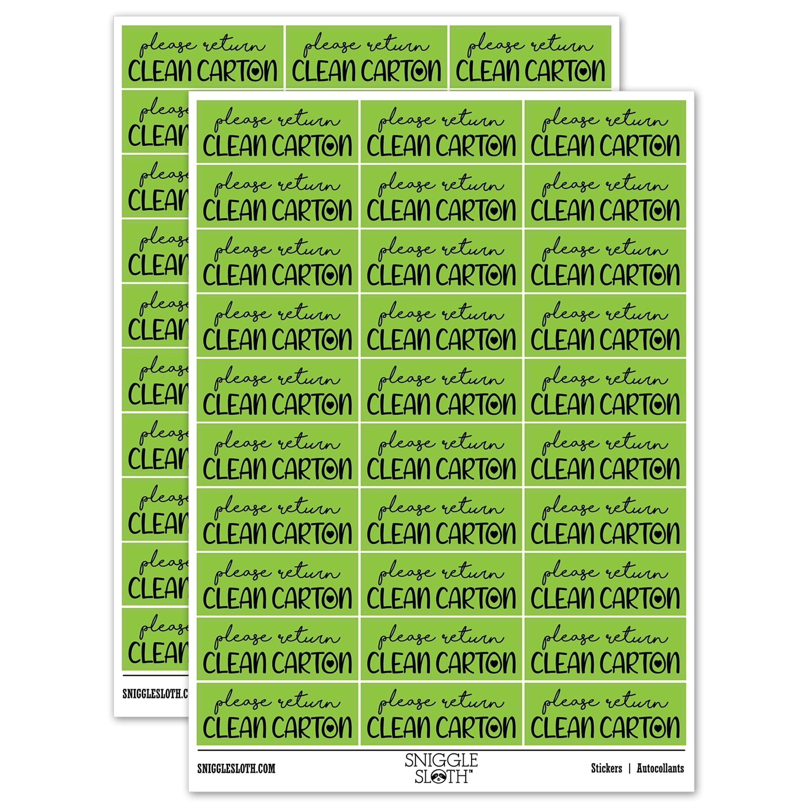 Please Return Clean Carton Egg Heart Detail Sticker Set - Light Green ...