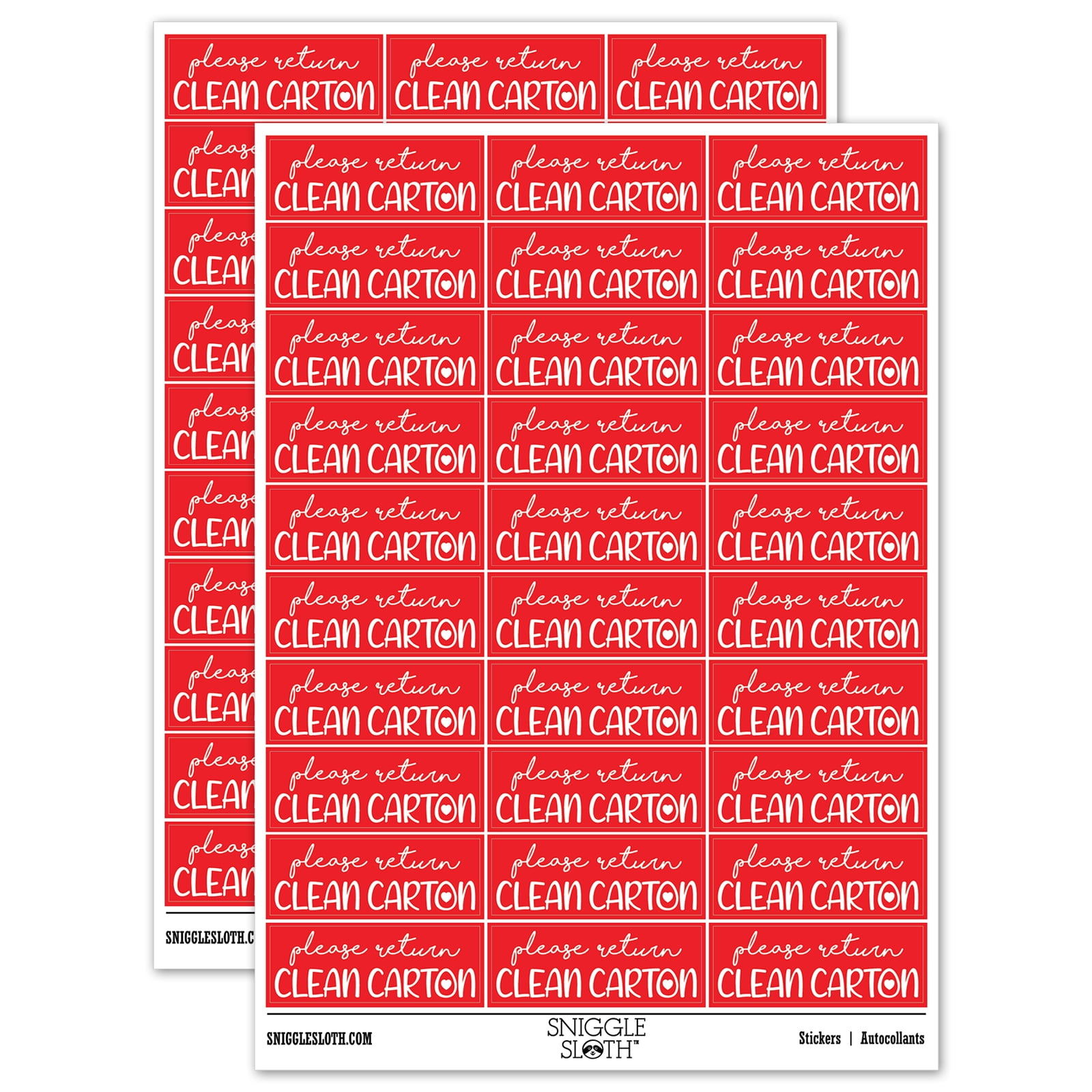 Please Return Clean Carton Egg Heart Detail Sticker Set - Red - Matte ...
