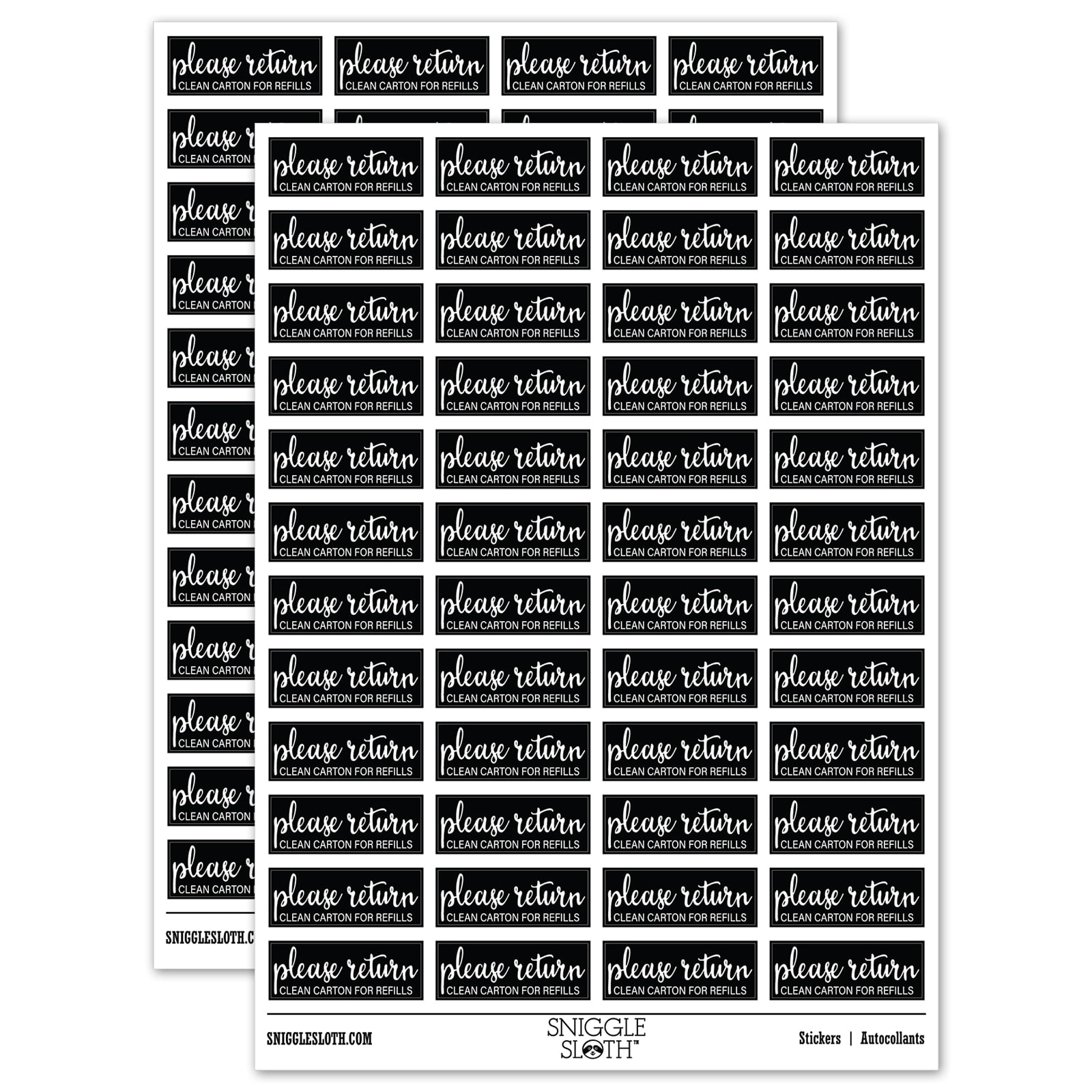 Please Return Clean Carton for Refills Eggs Sticker Set - Black - Gloss ...