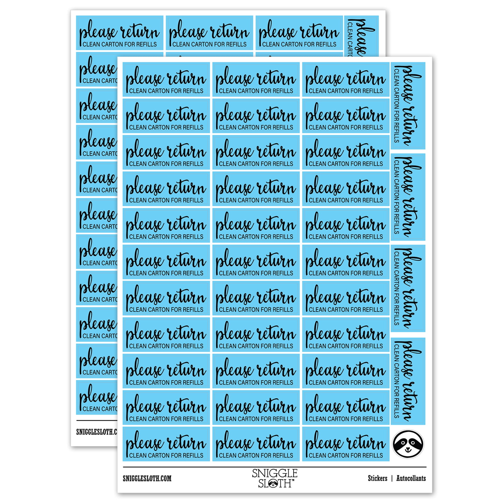 Please Return Clean Carton for Refills Eggs Sticker Set - Light Blue ...