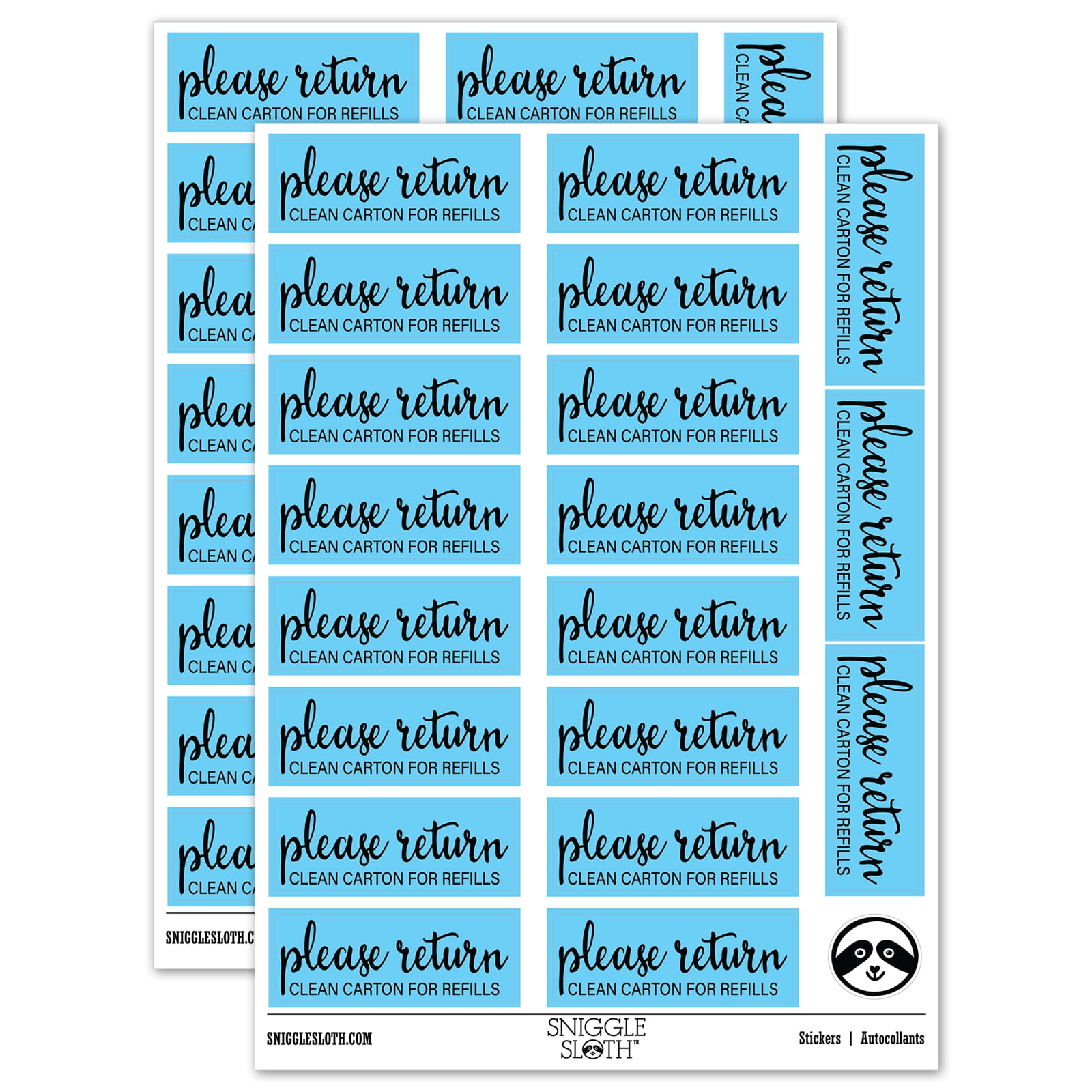 Please Return Clean Carton for Refills Eggs Sticker Set - Light Blue ...