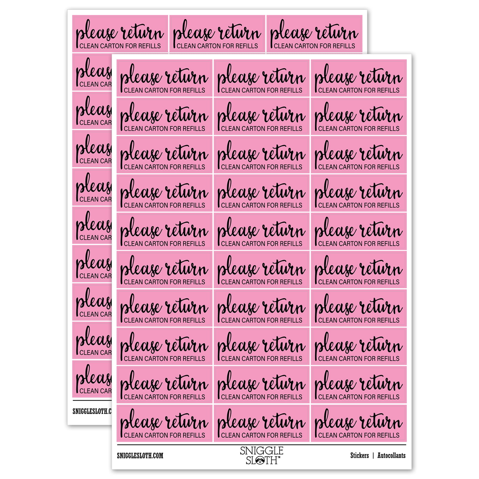 Please Return Clean Carton for Refills Eggs Sticker Set - Light Pink ...