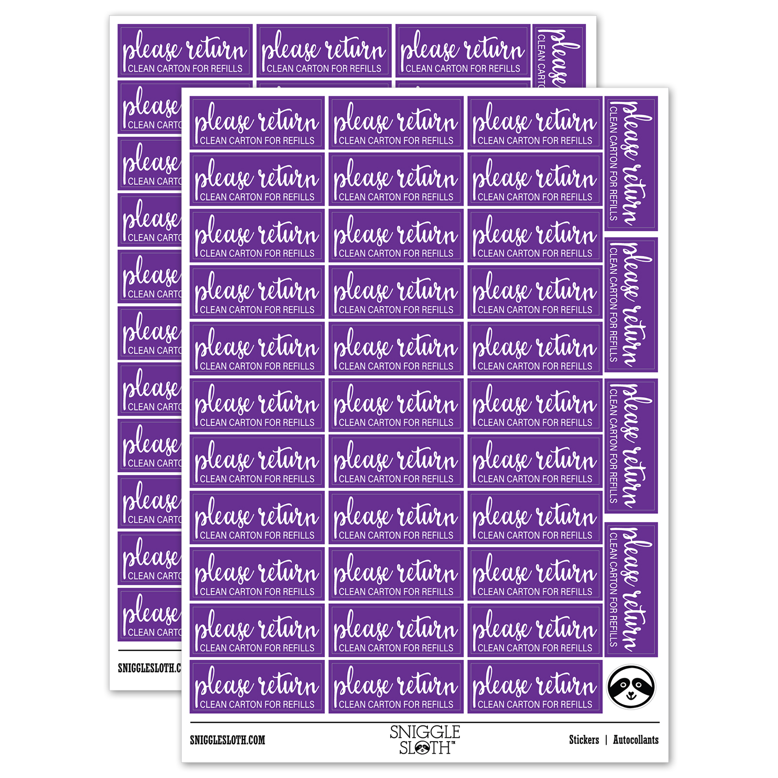 Please Return Clean Carton for Refills Eggs Sticker Set - Purple ...