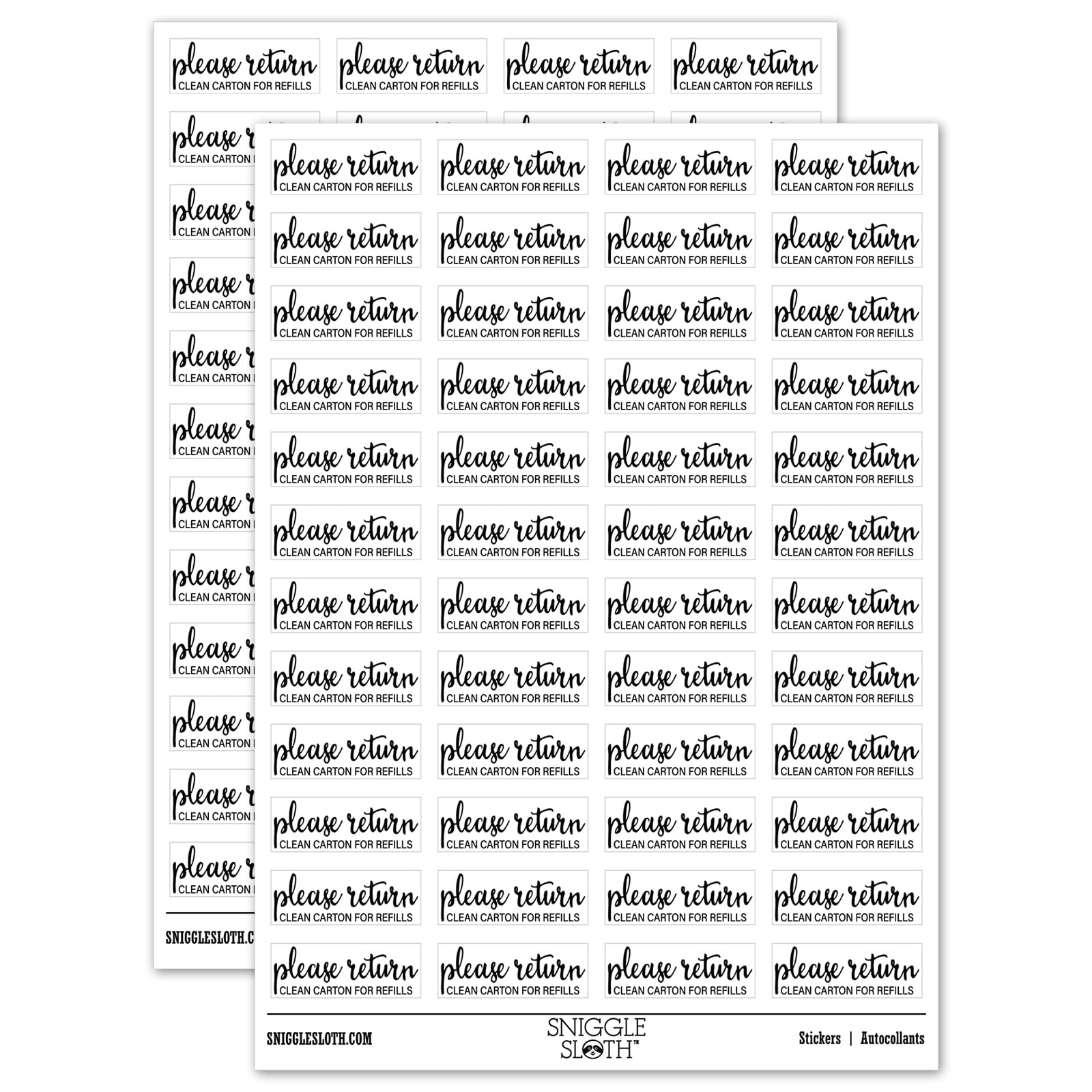 Please Return Clean Carton for Refills Eggs Sticker Set - White - Gloss ...