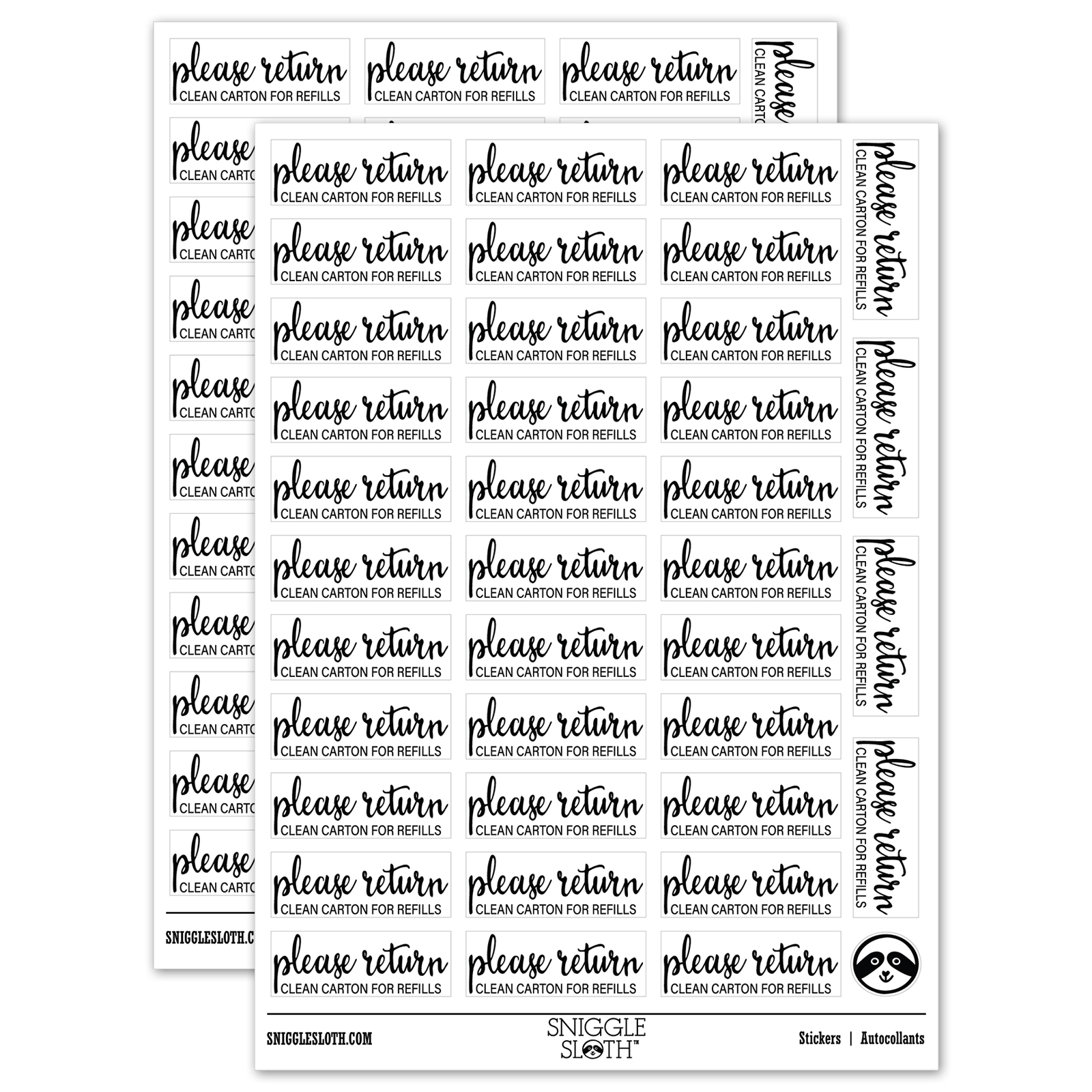 Please Return Clean Carton for Refills Eggs Sticker Set - White - Gloss ...