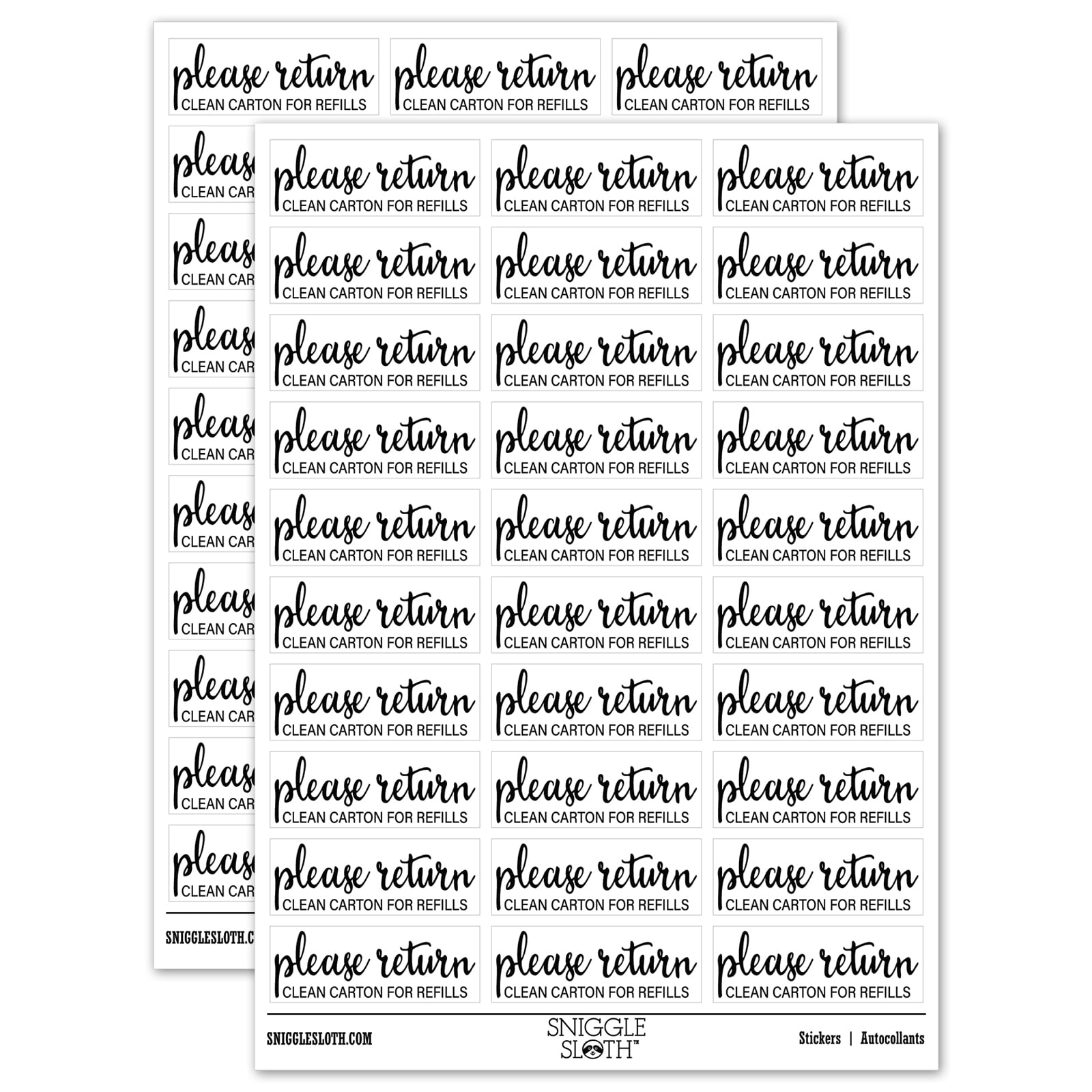 Please Return Clean Carton for Refills Eggs Sticker Set - White - Gloss ...