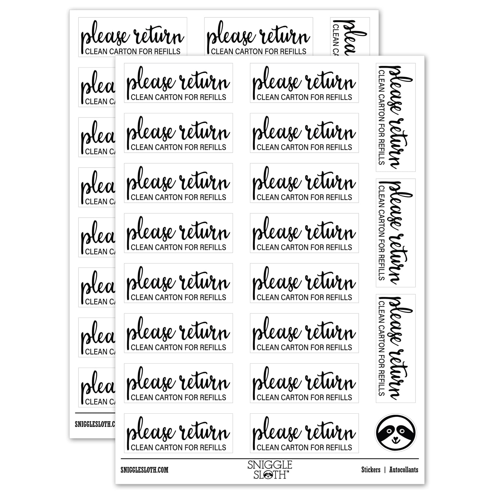 Please Return Clean Carton for Refills Eggs Sticker Set - White - Gloss ...