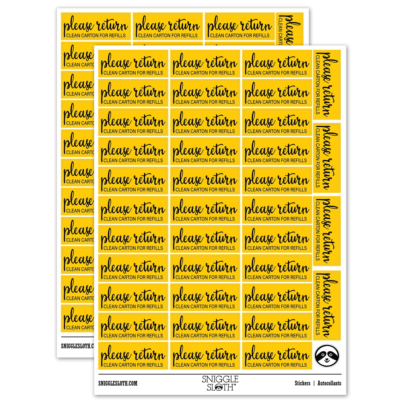 Please Return Clean Carton for Refills Eggs Sticker Set - Yellow ...